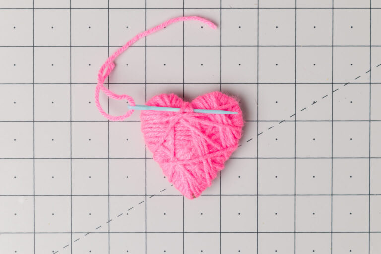 How to Make DIY Yarn Wrapped Hearts with Free Template - Olivia OHern